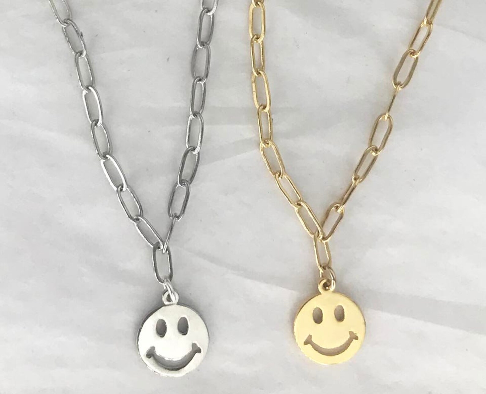 Paperclip SMILEY Happy Face Necklace *gold or Silver Layering Necklace ...