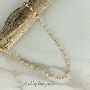 Gold CHAMPAGNE Layering Necklace Simple Choker Champagne Crystal Beaded ...