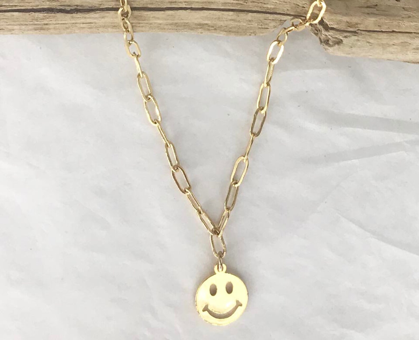 Paperclip SMILEY Happy Face Necklace *gold or Silver Layering Necklace ...