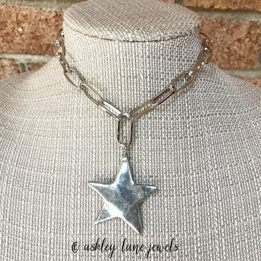 CHUNKY STAR Necklace * Silver Layering Necklace * Silver Star Necklace ...