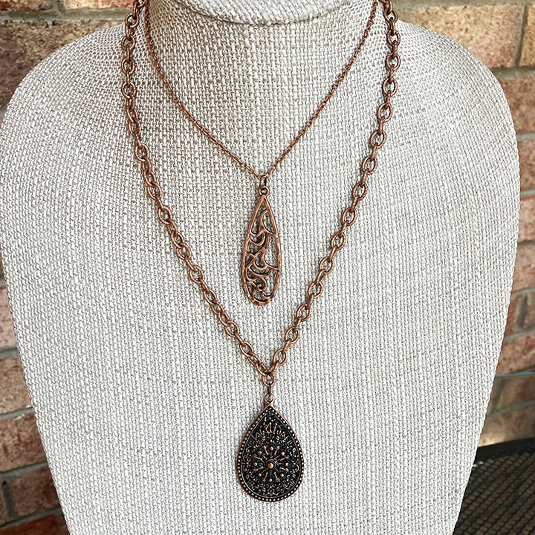 COPPER TEARS Necklaces Copper Medallion Necklace Copper Teardrop ...