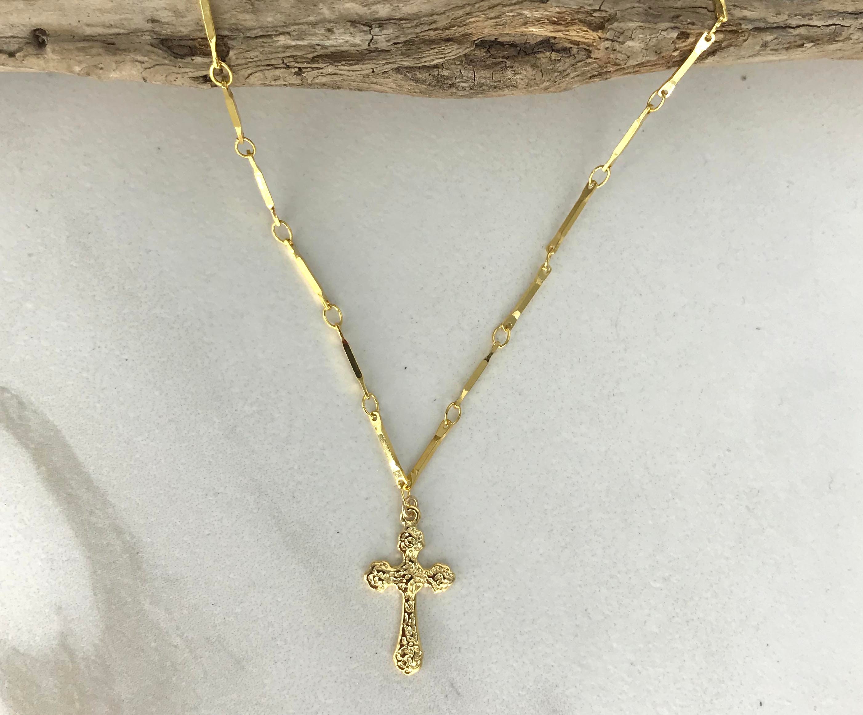 RENAISSANCE CROSS Gold Cross Necklace Simple Minimal - Etsy