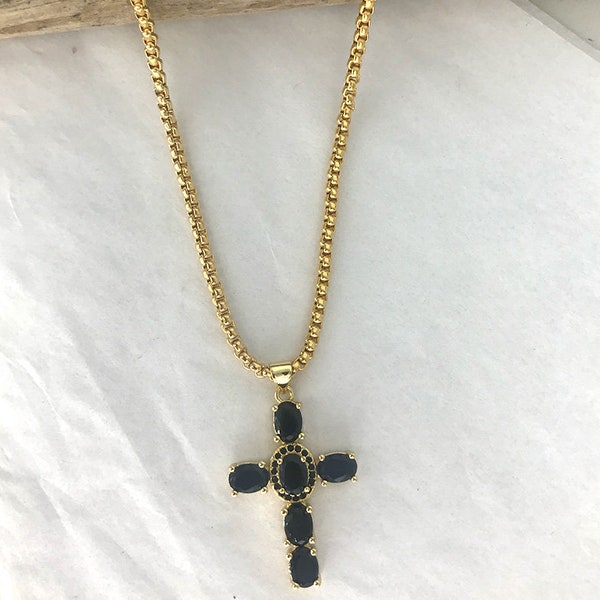 Large Black Cross Pendant - Etsy