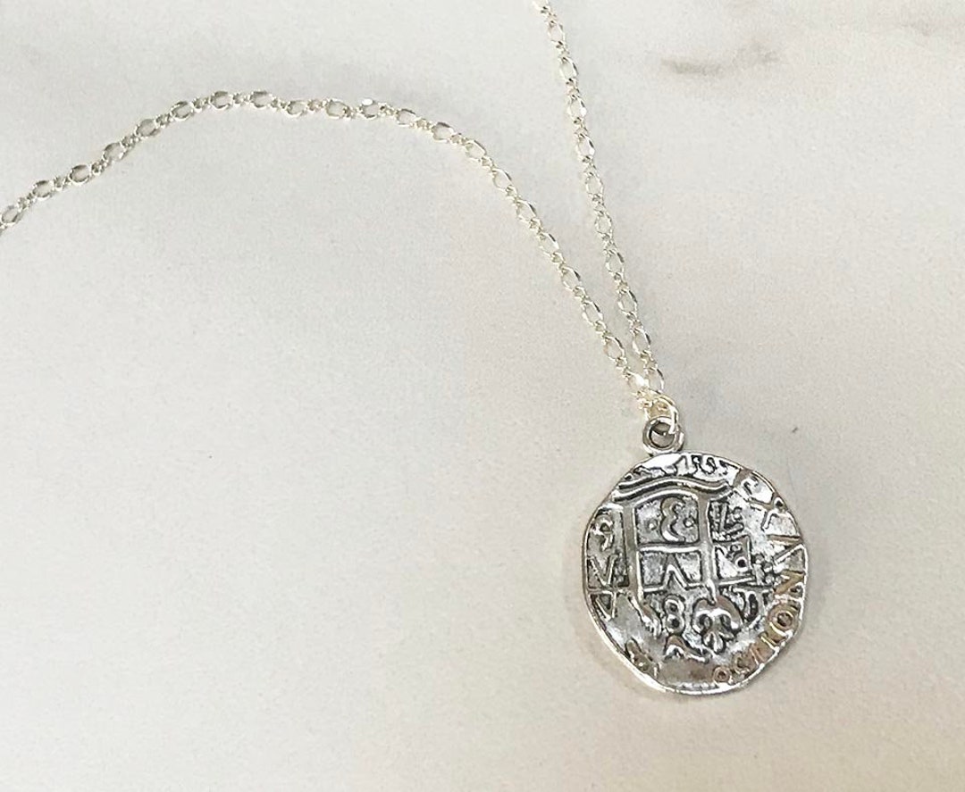 Silver SPANISH COIN Pendant Necklace * Reversible Relic Pendant ...
