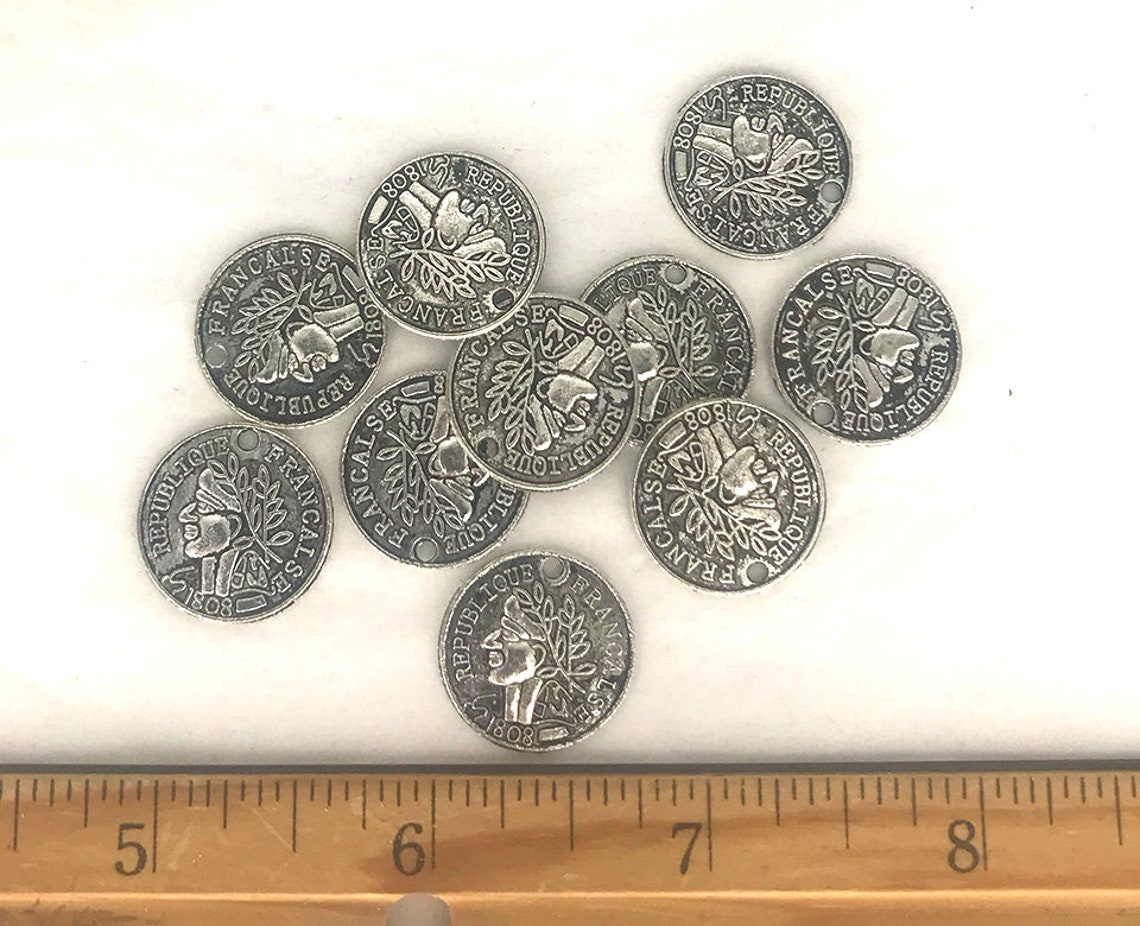 Silver FRENCH TOGGLE Coin Necklace * Paperclip Chain * Republique ...