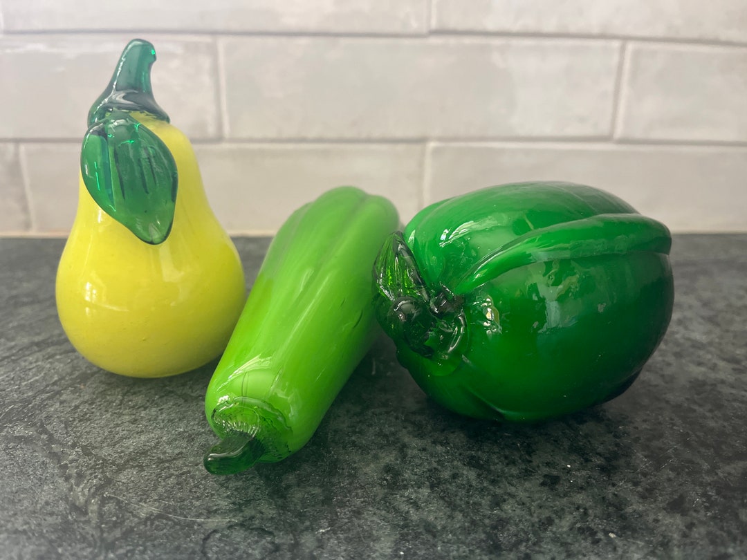 Art Glass: Pear, Green Pepper and Zucchini - Etsy