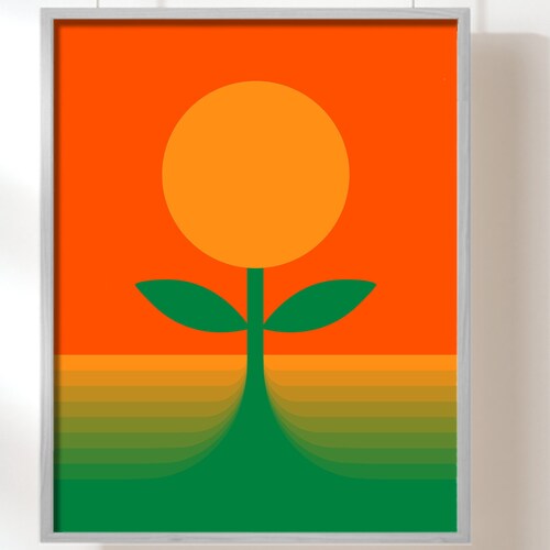 Grow Retro 70s Mod Flower Print - Etsy