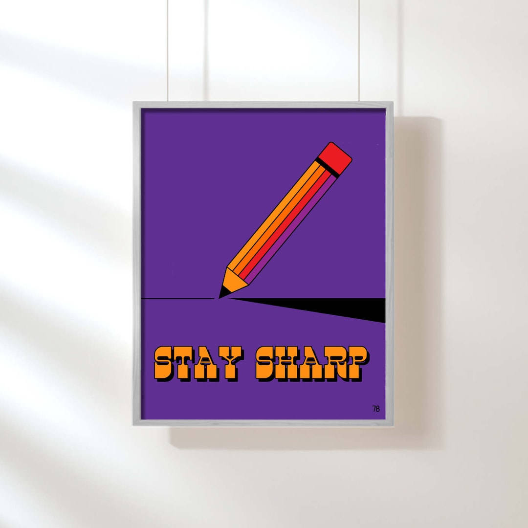 Retro Poster Stay Sharp Giclee Print, Pop Art, Blue Wall Art, Kids Room ...