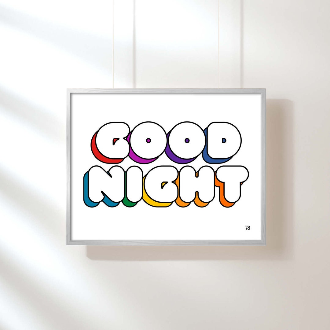 Good Night Giclee Print, Pop Art, Nursery Art, Bedroom Art, Retro Print ...