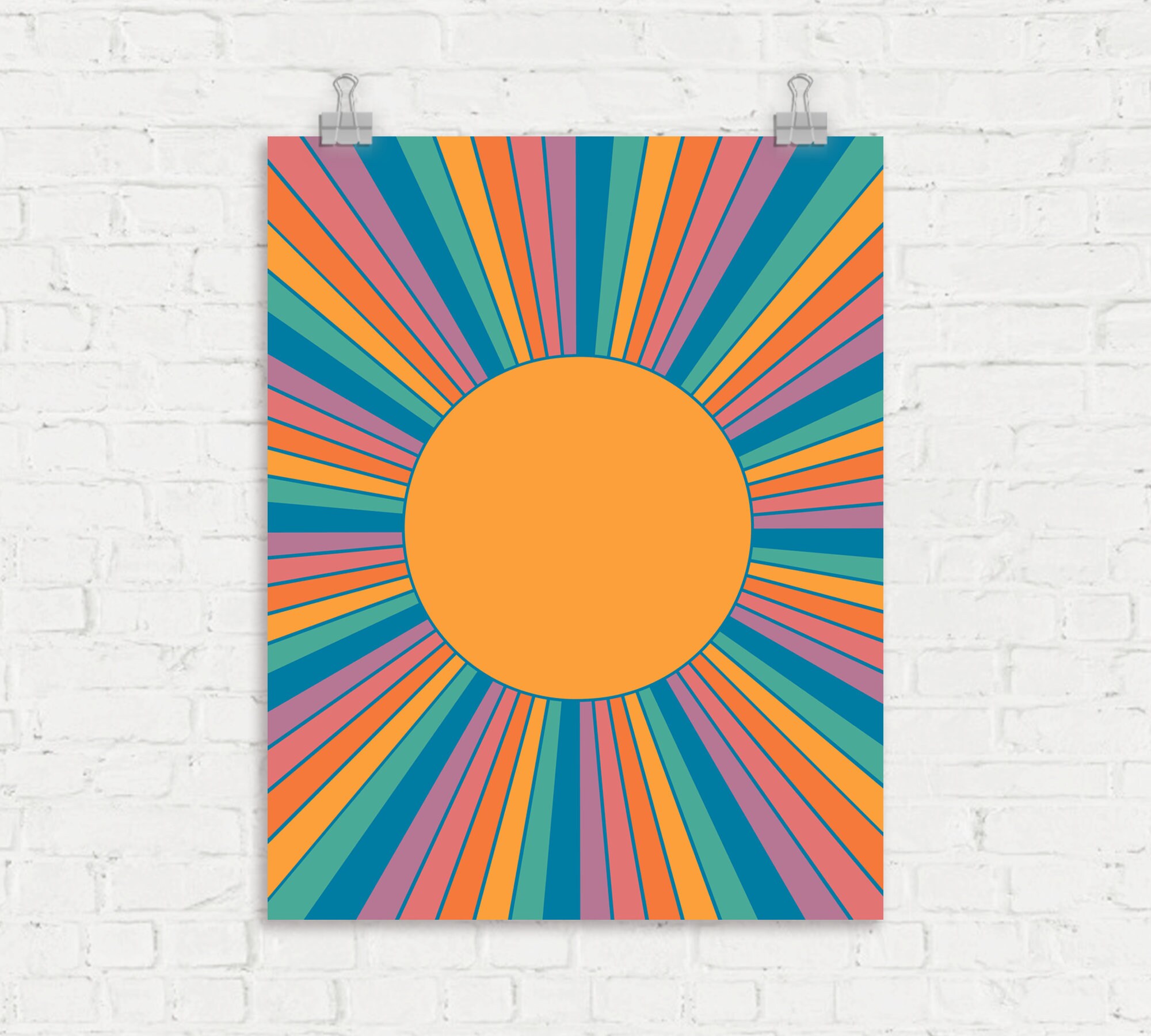 Sunshine State Retro Sunrise Print - Etsy