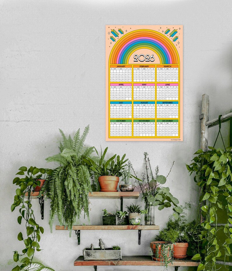 2026 Brite Rainbow One-page Calendar Print - Etsy Australia