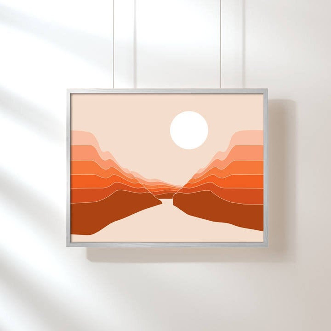 Red Rock Ravine Desert Posterabstract Landscape Desert Landscape Red ...