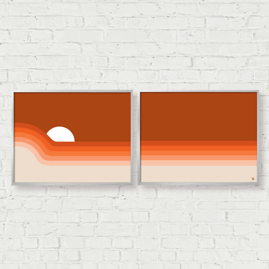 Red Rock Dipper Print Set, Set of 2, Giclee Print, 70s Sunset, Mid ...