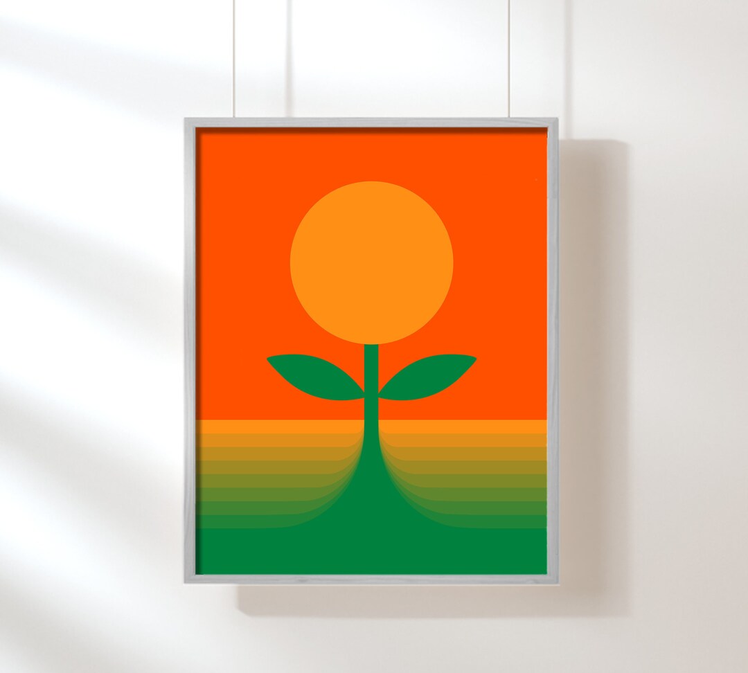 Grow Retro 70s Mod Flower Print - Etsy