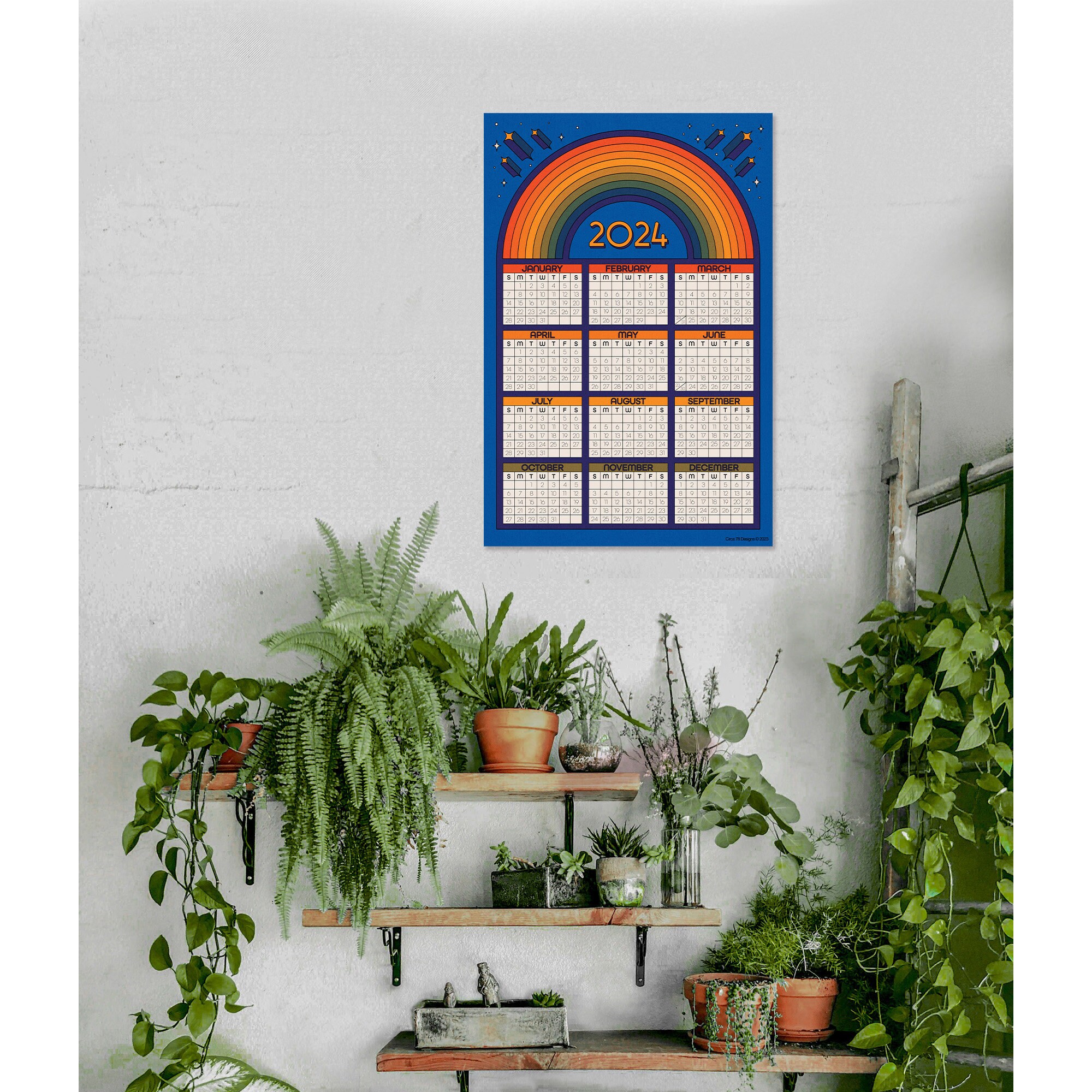 2024 Blue Rainbow One-page Calendar Print - Etsy