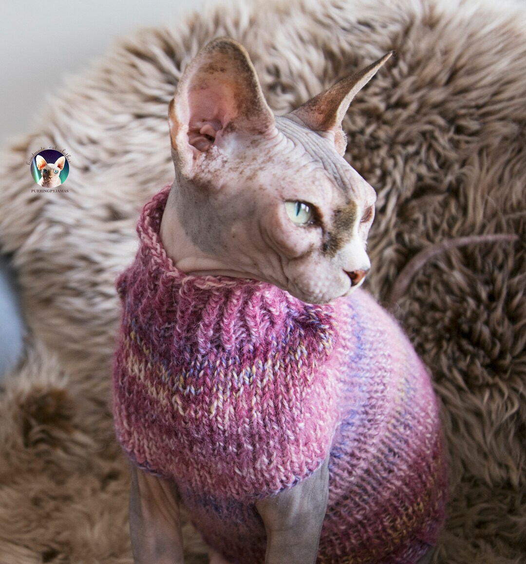 Alpaca Cat Sweater, Alpaca Cat Clothes, Pink Sphynx Sweater, Pink Cat ...