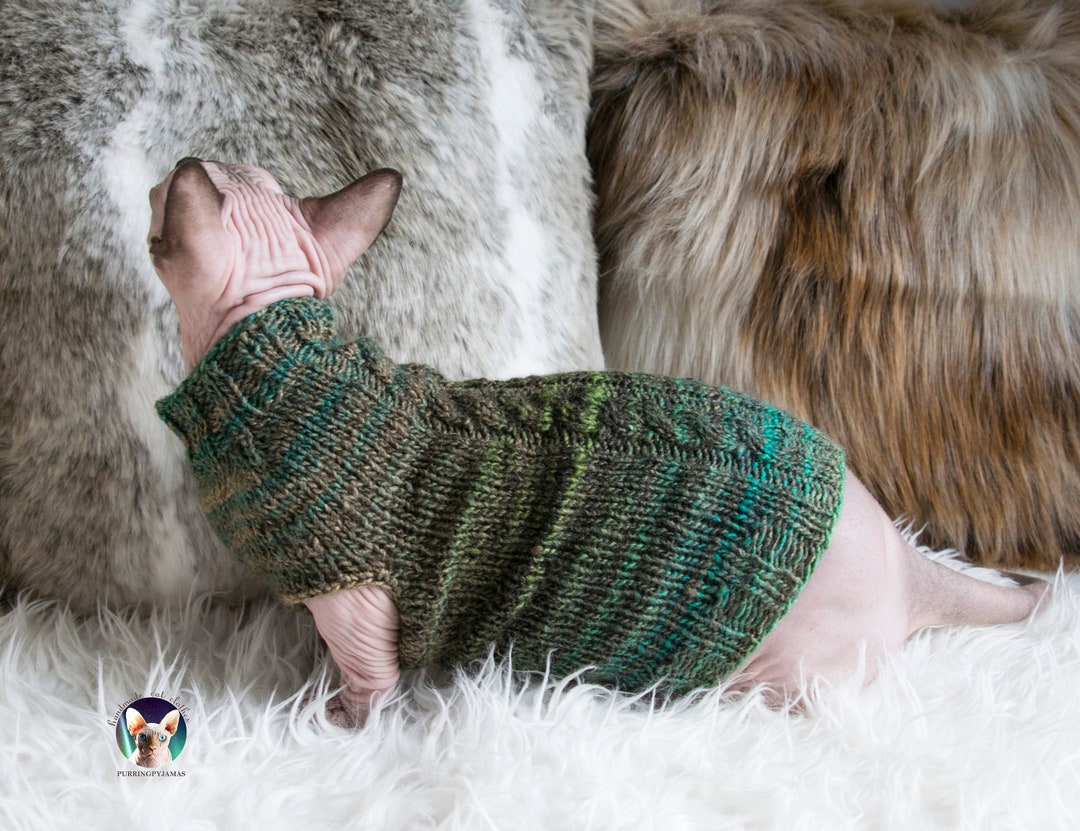 Green Sphynx Sweater, Green Sphynx Clothes, Green Cat Clothes, Green ...