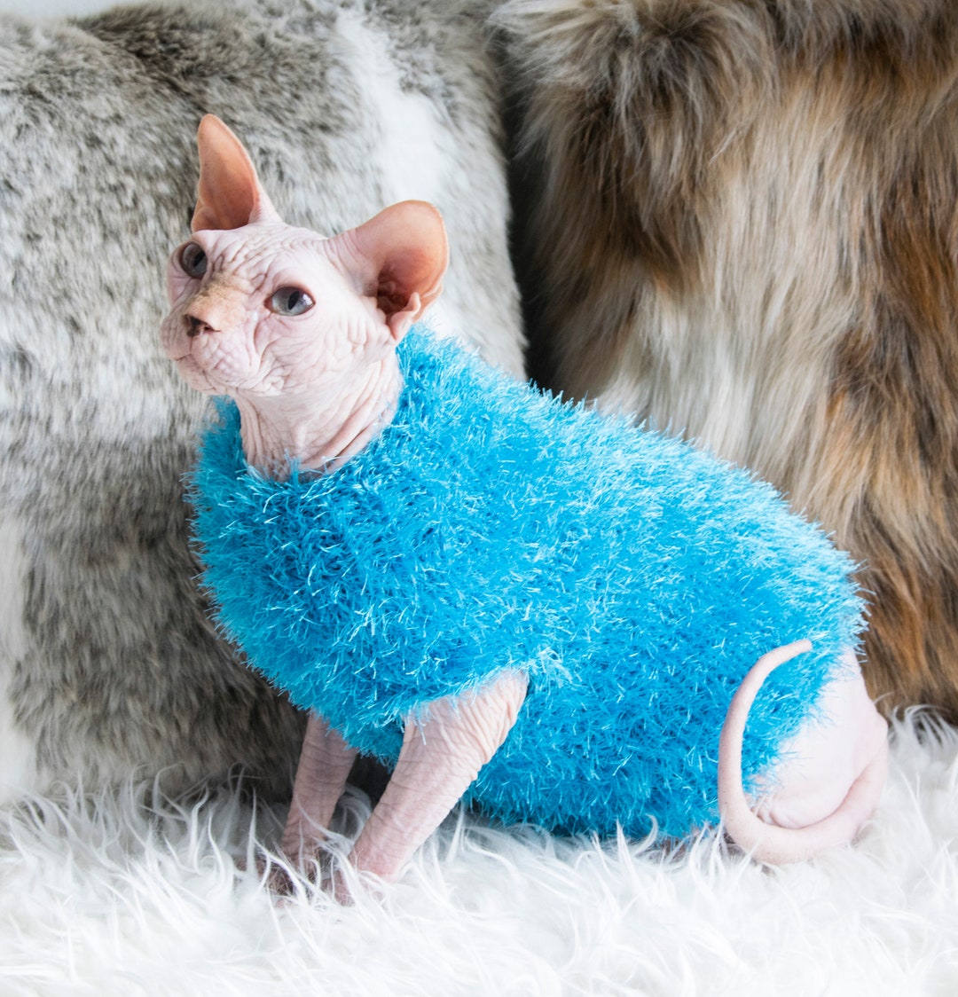 Blue Cat Clothes, Blue Cat Sweater, Blue Sphynx Sweater, Blue Sphynx ...