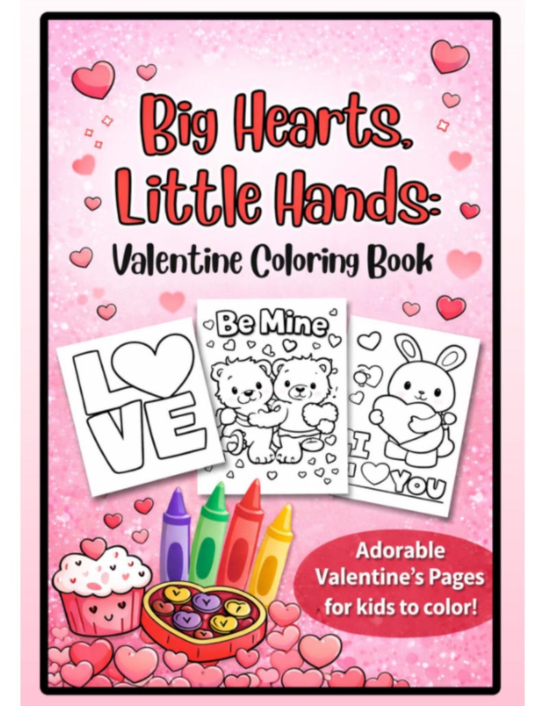 Valentine Coloring Pages for Kids | 45 Page Printable Large Print Easy ...