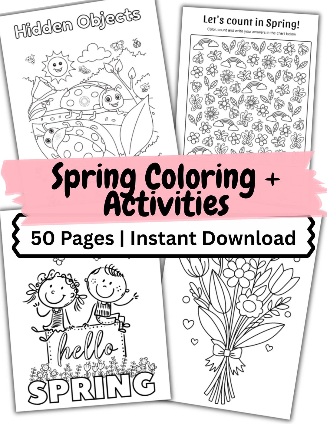 Spring Toddler Coloring + Activity Book Printable | 50 Pages | Kids ...