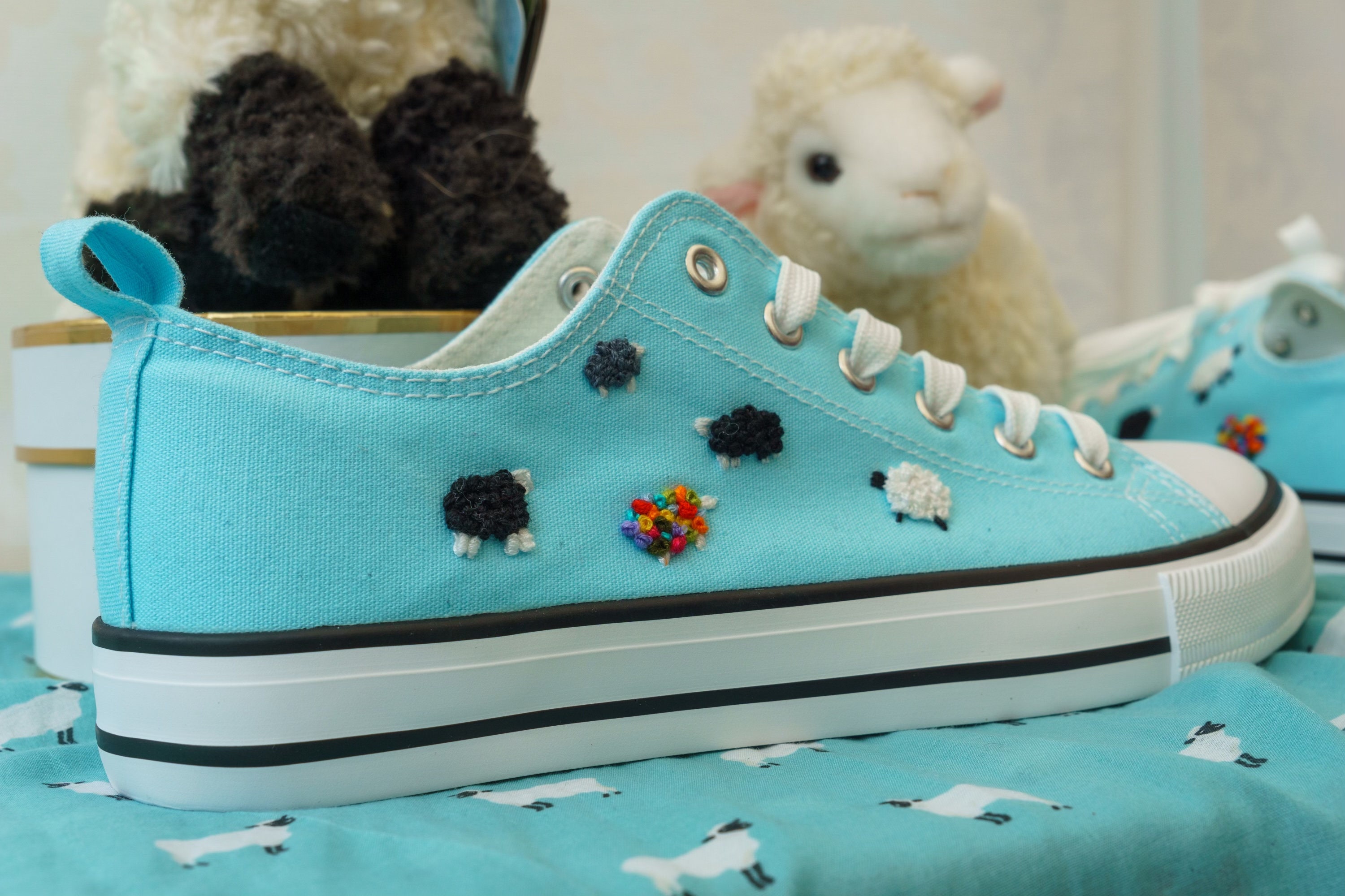 Custom Sheep Embroidered Canvas Shoes Farm Animal Gift Gift - Etsy UK