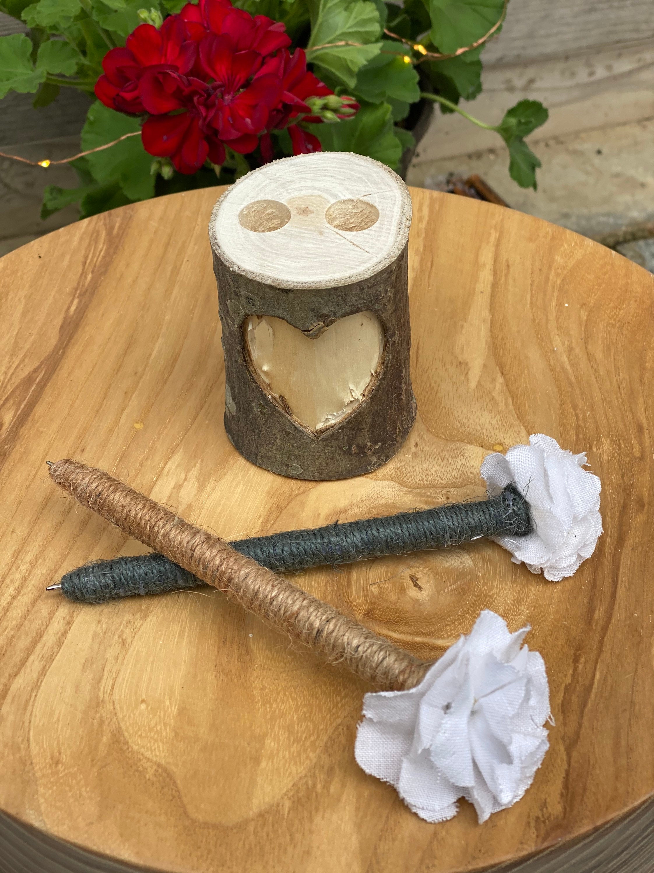 Wooden rustic 2 hope pen pot. | Etsy