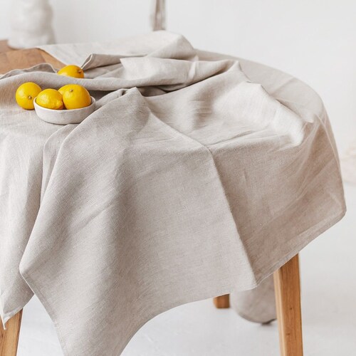Oval Natural Linen Tablecloth. Round Square Rectangular - Etsy
