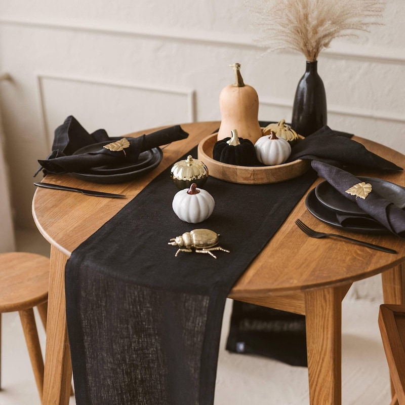 Black Table Runner - Etsy