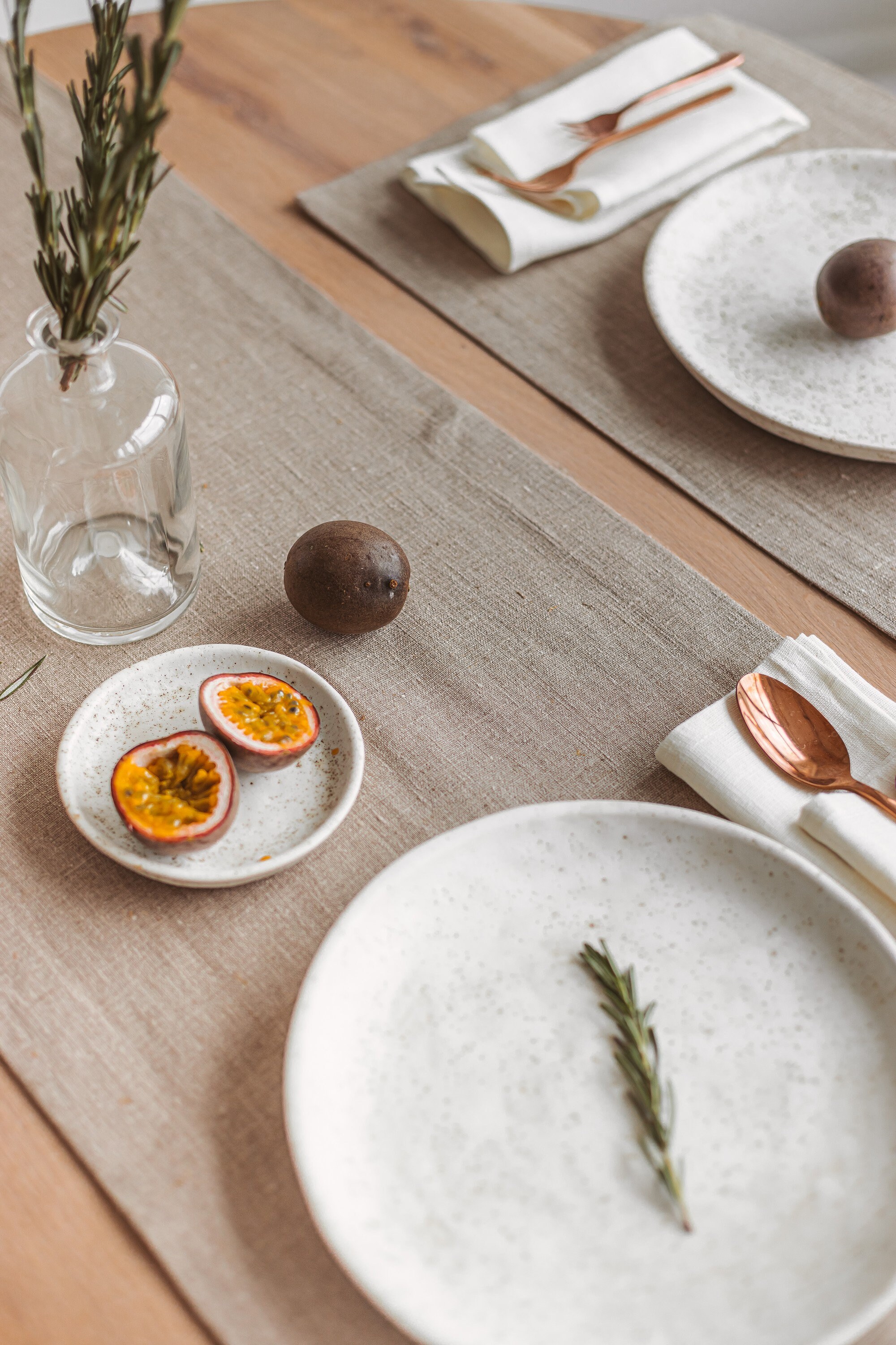 Natural Linen Long Table Runner for Wedding, Holiday, Farmhouse. Grey ...