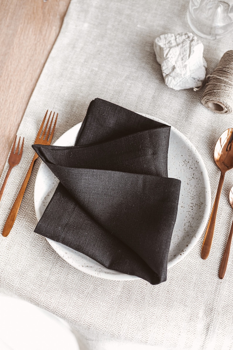 Black Linen Napkins for Wedding, Holiday, Christmas, Halloween ...