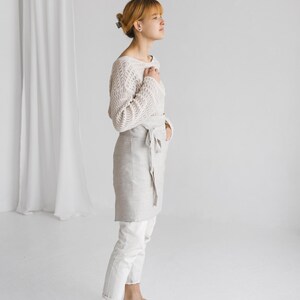 Light Grey Linen Half Apron for Kitchen Chef, Barista, Server. Plus ...