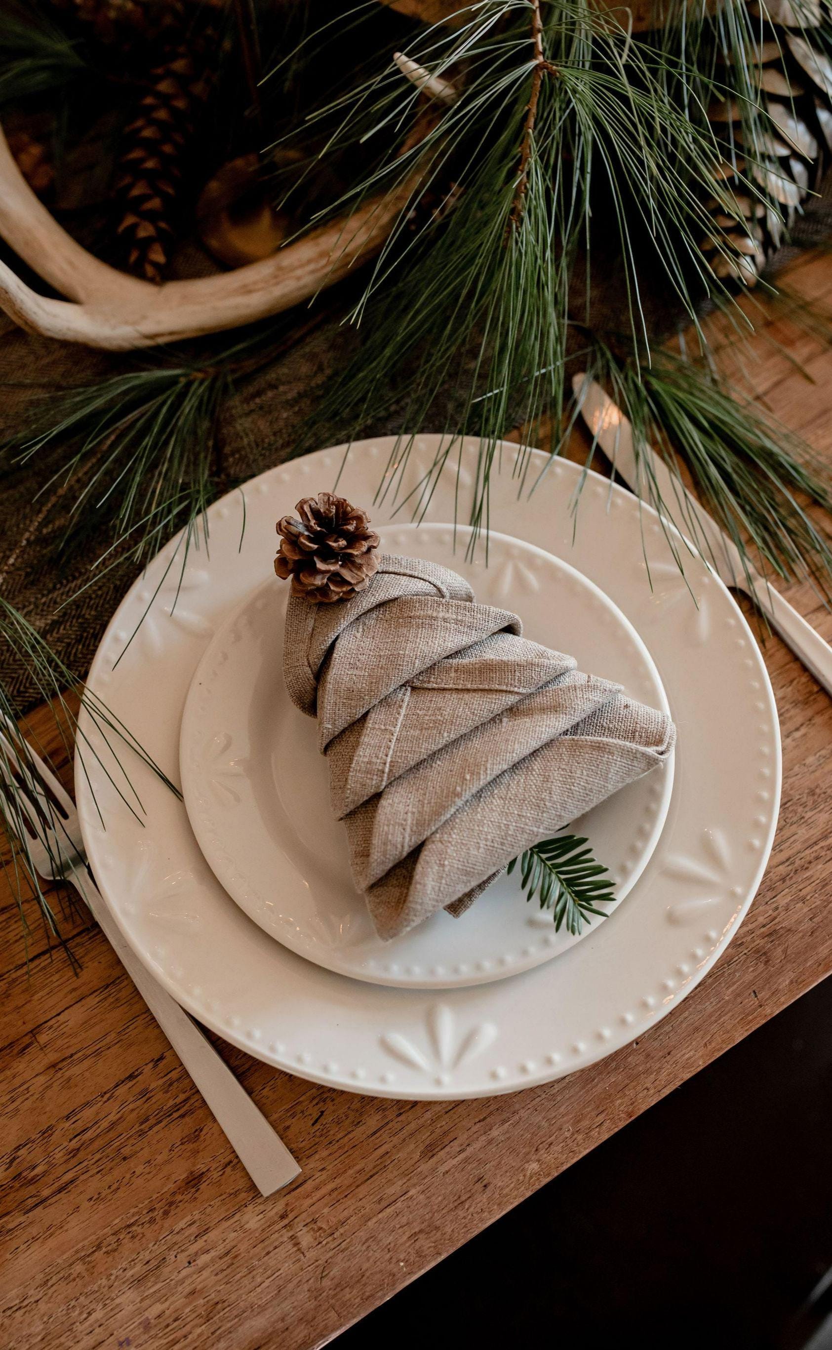 Natural Linen Christmas, Holiday Napkins. Thanksgiving, Wedding ...