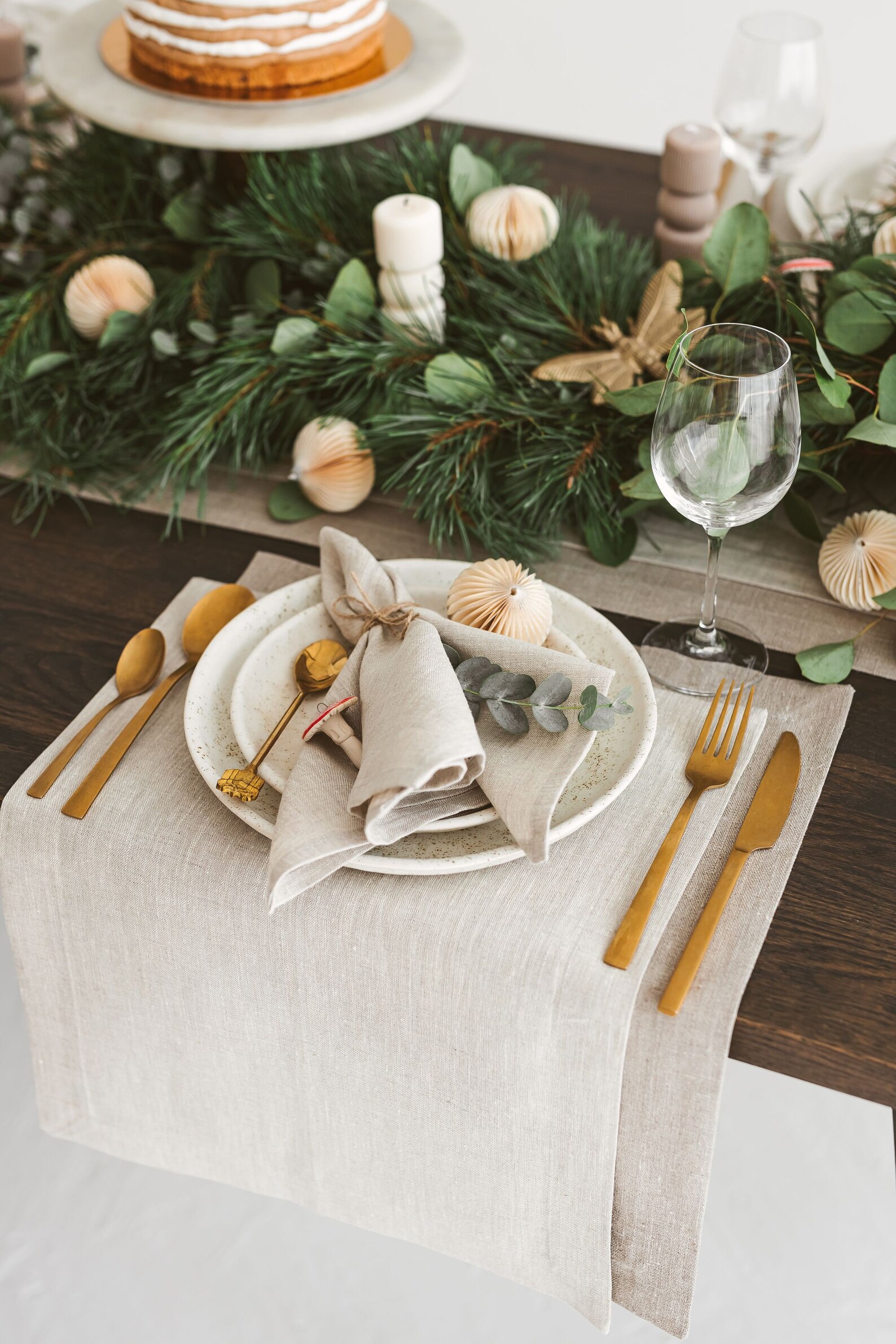 Light Grey Linen Holiday, Christmas Napkins. Dinner Cloth Napkin Set ...