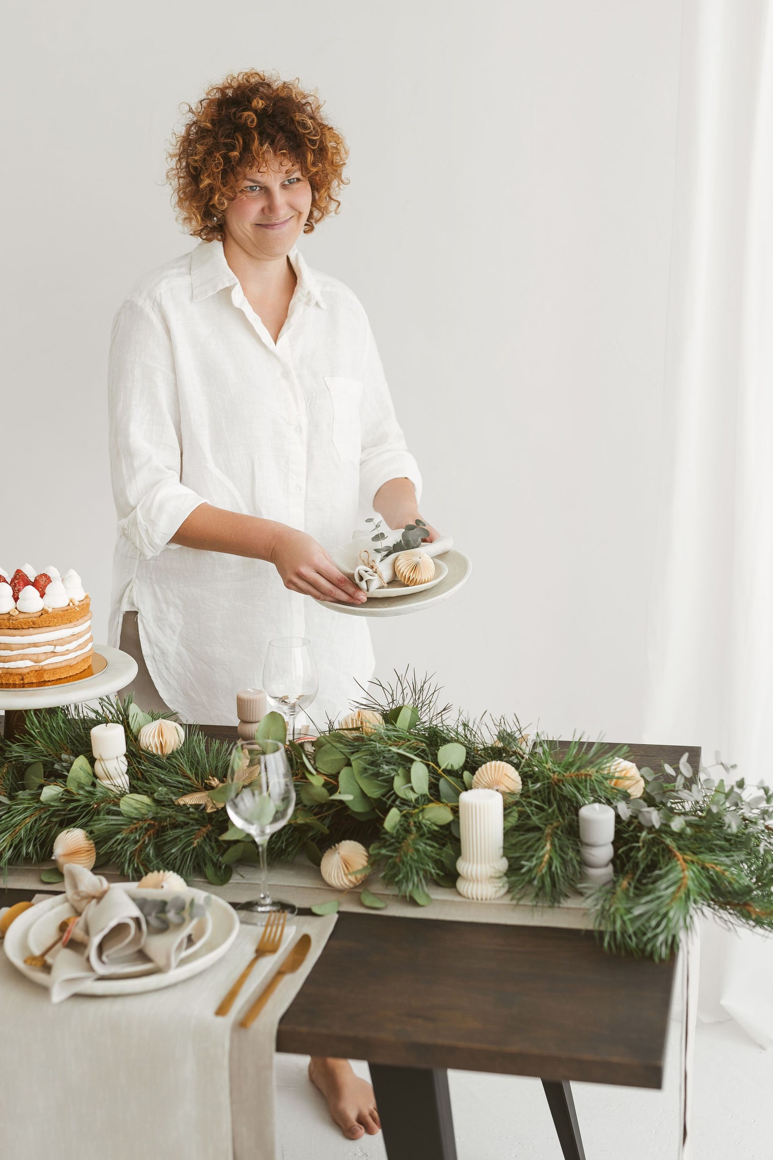 Light Grey Linen Holiday, Christmas Napkins. Dinner Cloth Napkin Set ...
