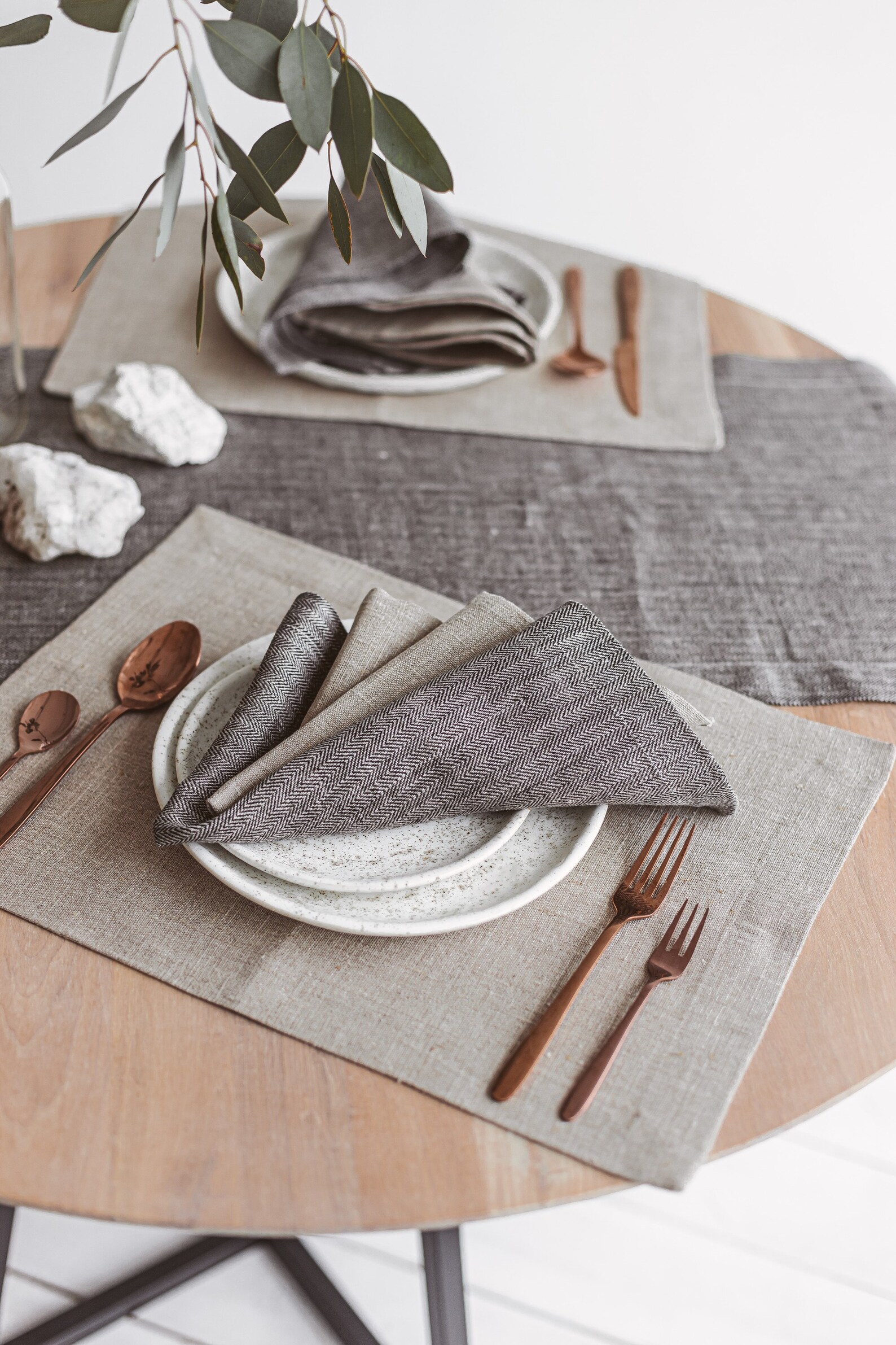 Natural Linen Christmas, Wedding Placemats. Modern Placemat Set for ...