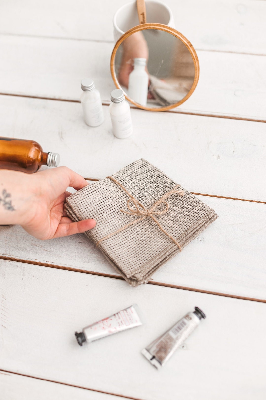 Open Weave Waffle Linen Reusable Face Towel for Makeup. Eco Friendly ...
