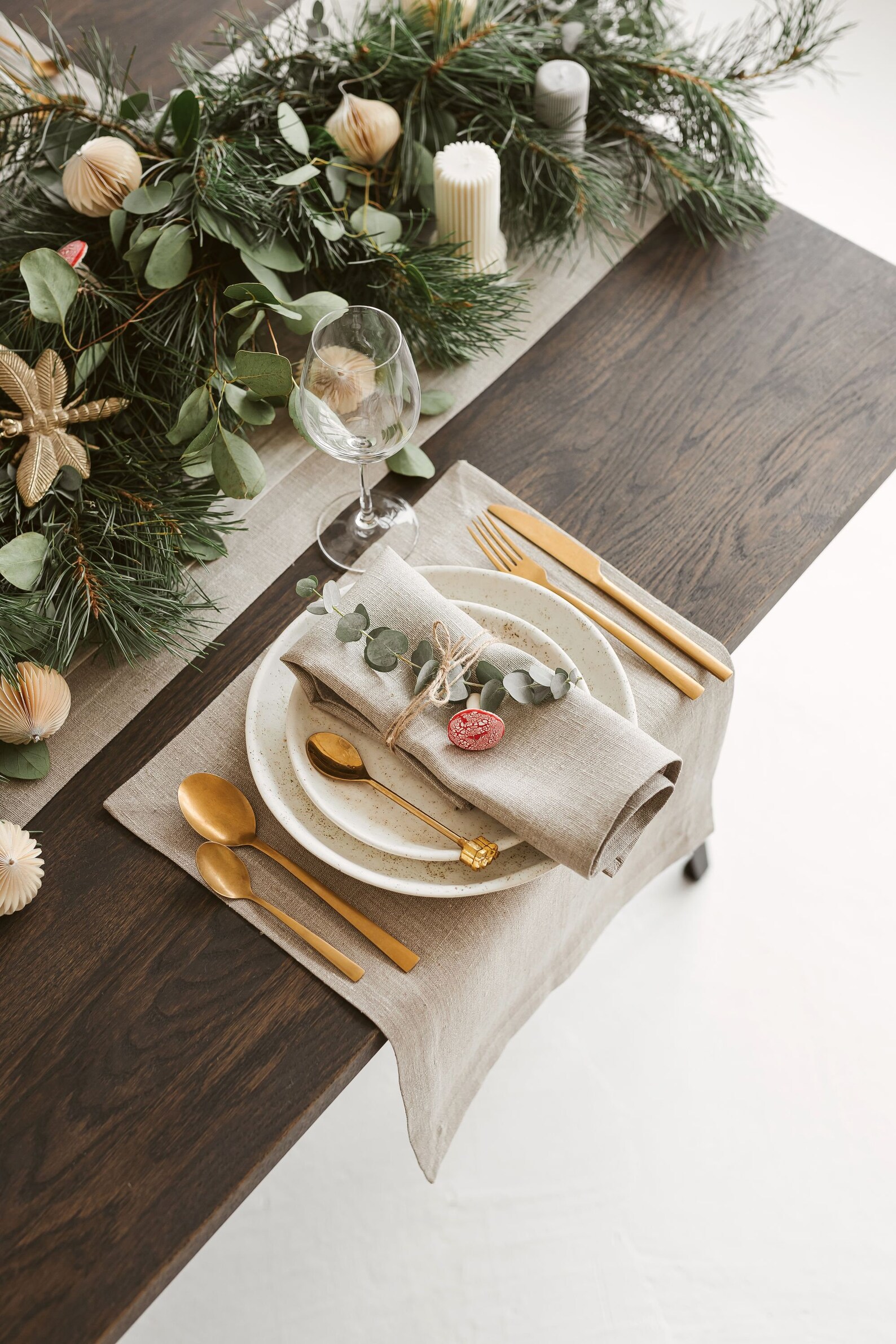 Natural Linen Christmas, Holiday Napkins. Grey Dinner Cloth Napkin Set ...