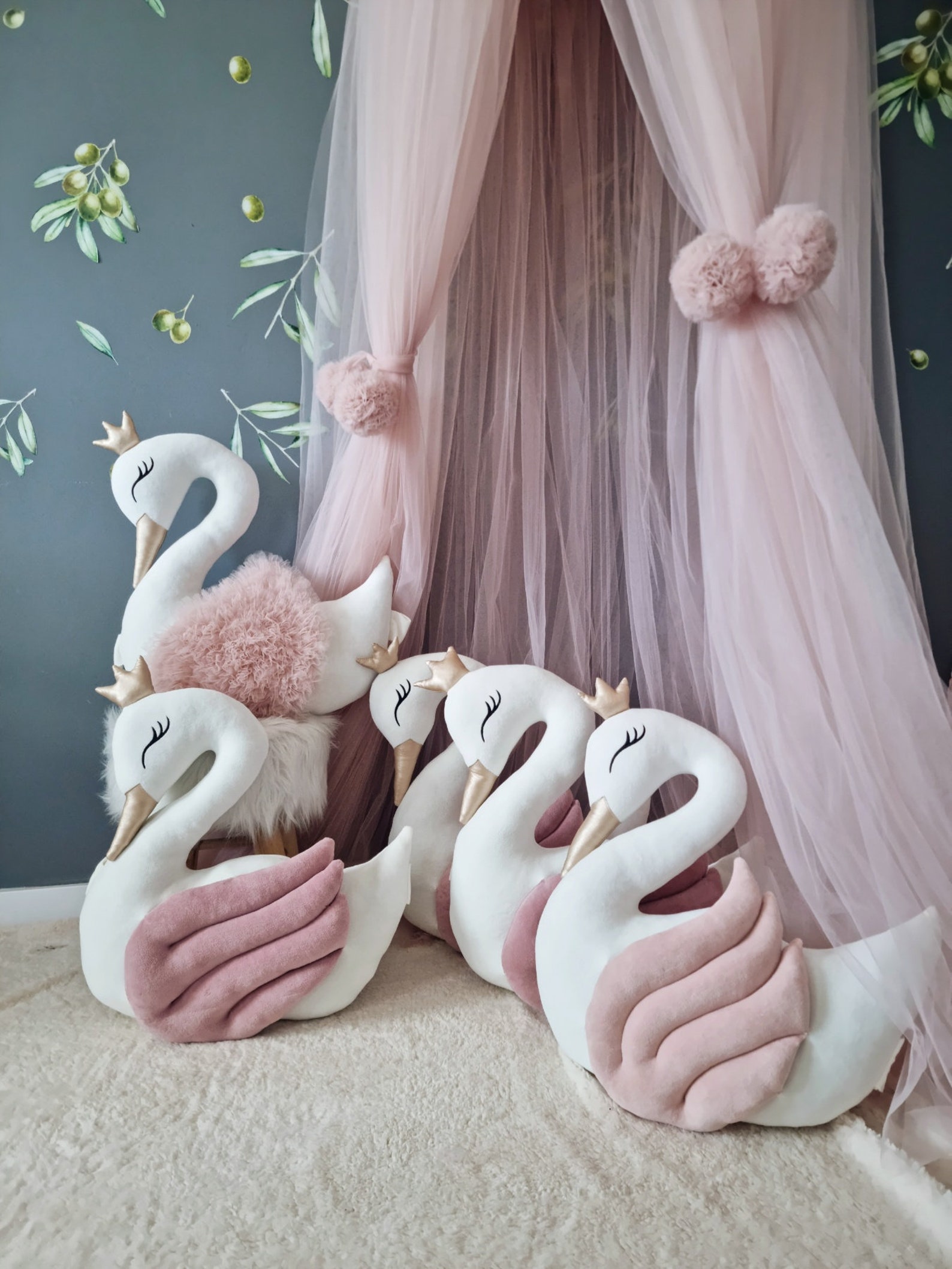 Princess Pillow Swan, Light Blush With Gold or Silver, Pillow Baby ...