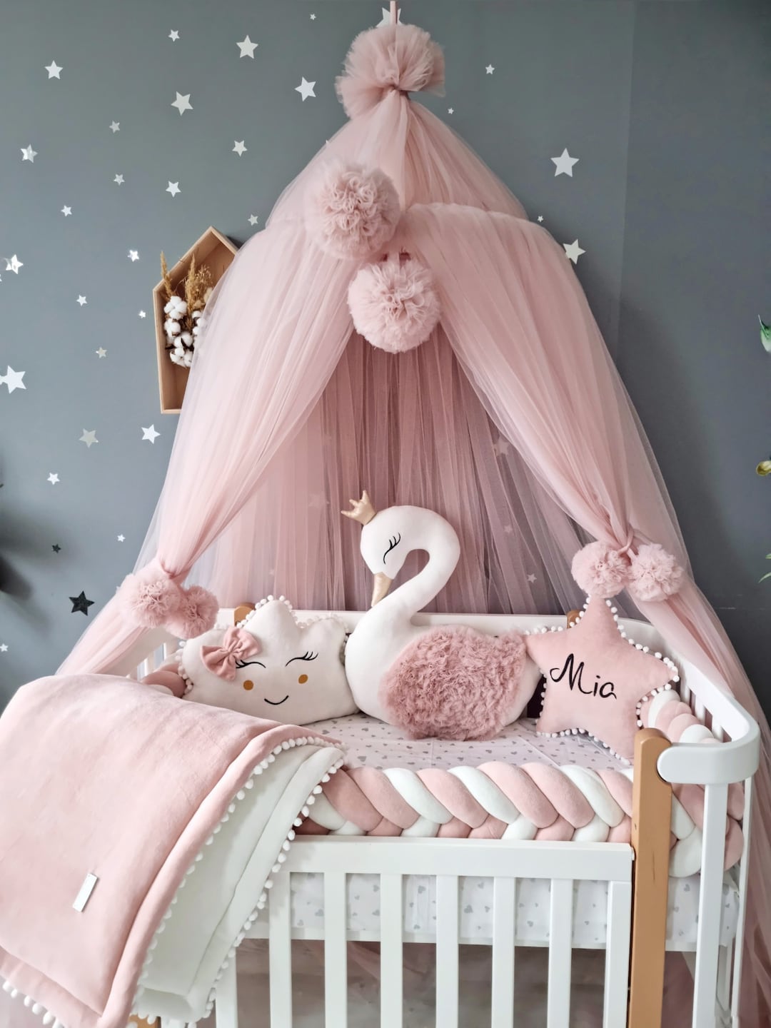 Canopy. Light Blush Princess Baldachin ONLY, Baby Bed Curtains, Crib ...