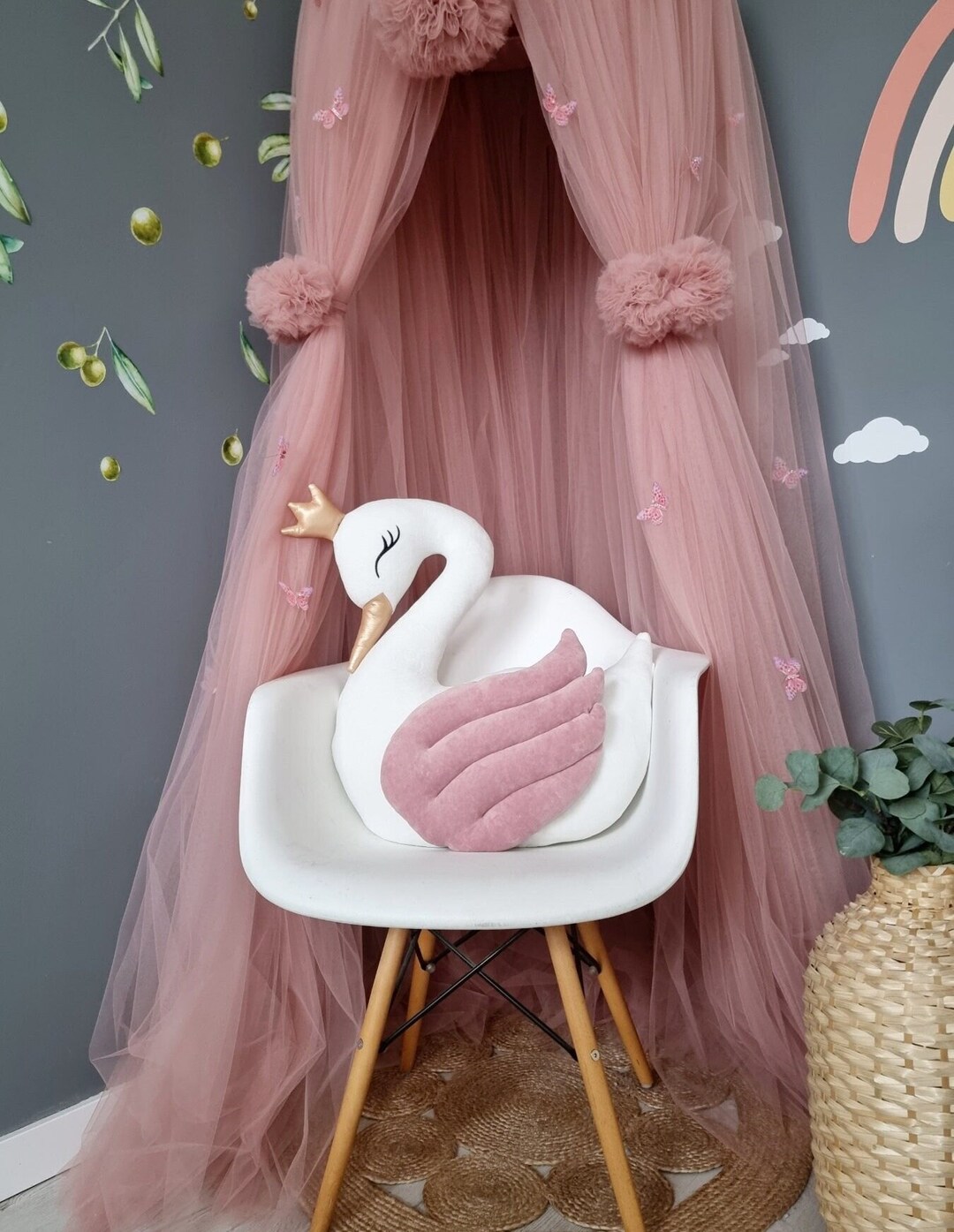 Princess Pillow Swan, Decorative Pillows, Blush With Gold or Silver ...