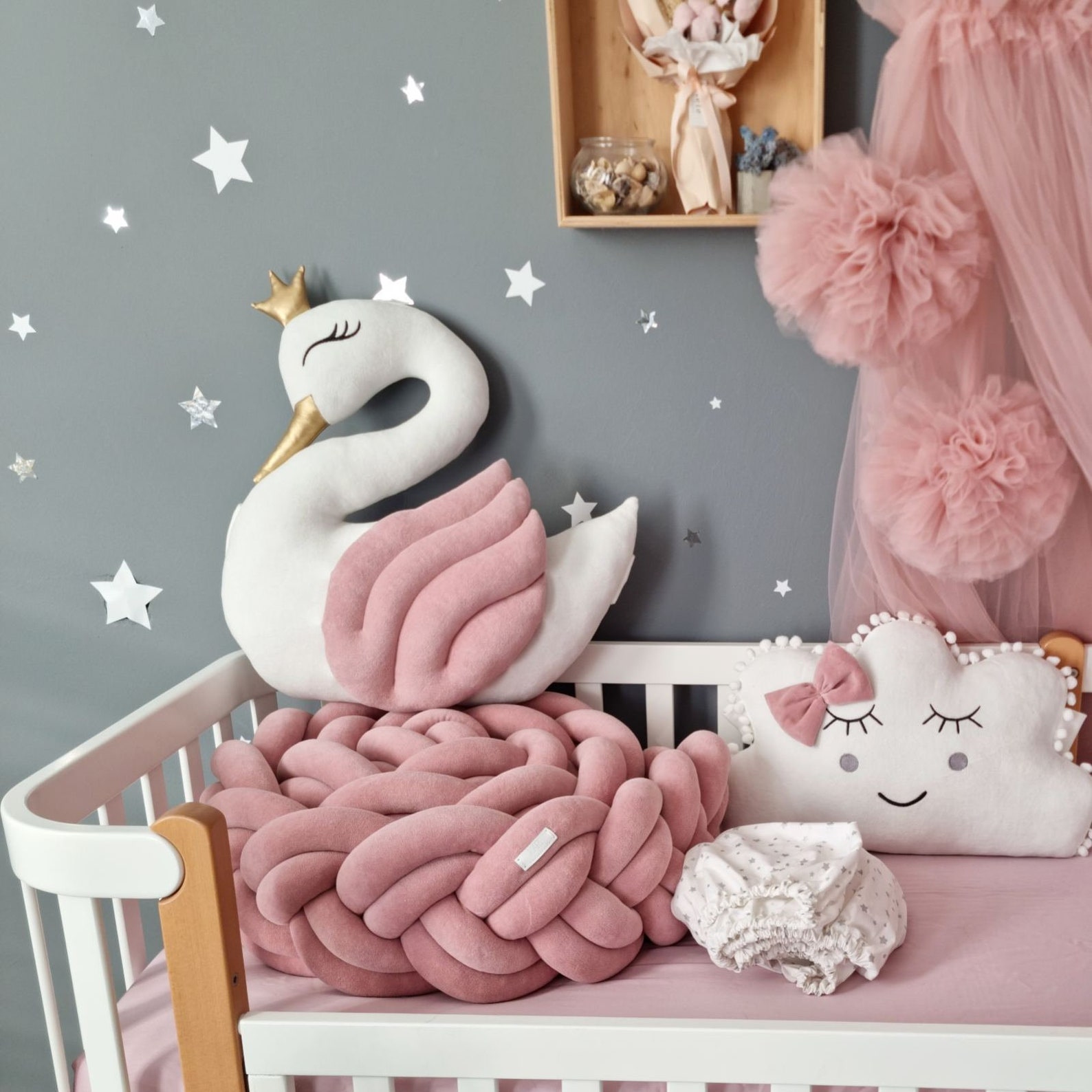 Princess Pillow Swan Pink With Gold or Silver Pillow Baby - Etsy