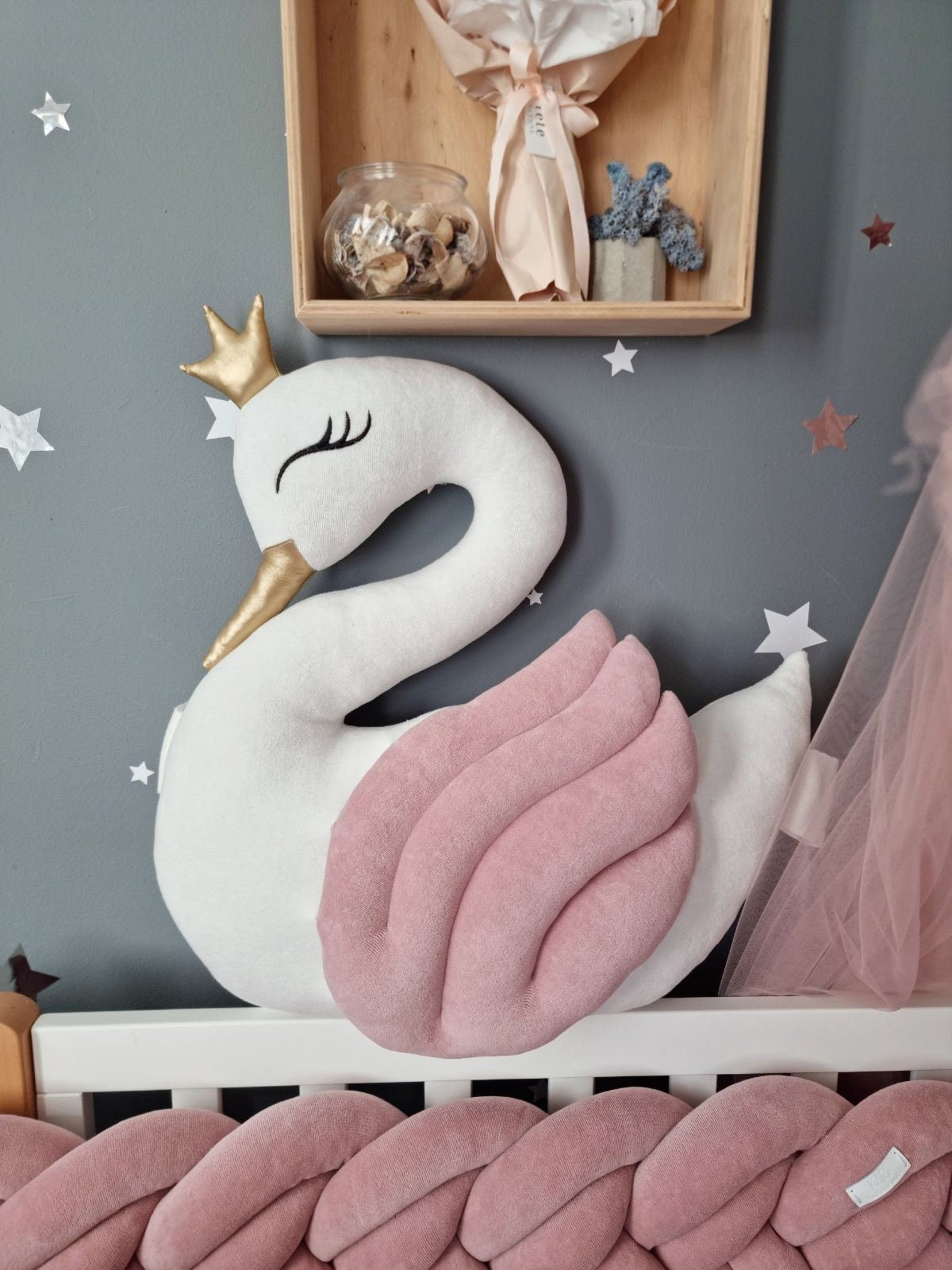 Princess Pillow Swan Pink With Gold or Silver Pillow Baby - Etsy