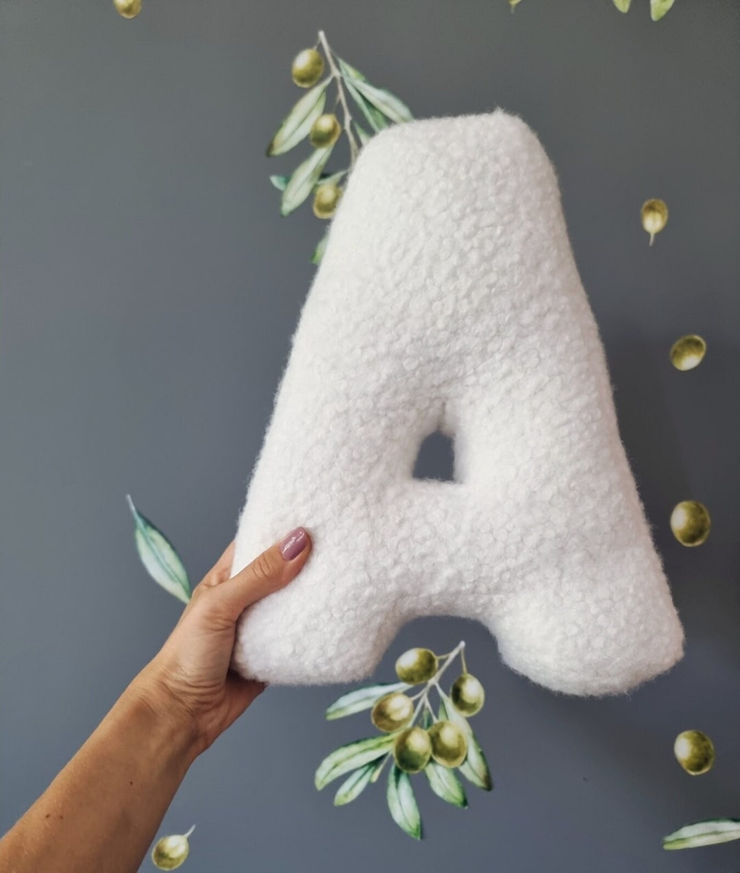 Alphabet Pillow, Boucle Custom Letter, Personalized Kids Pillow White ...