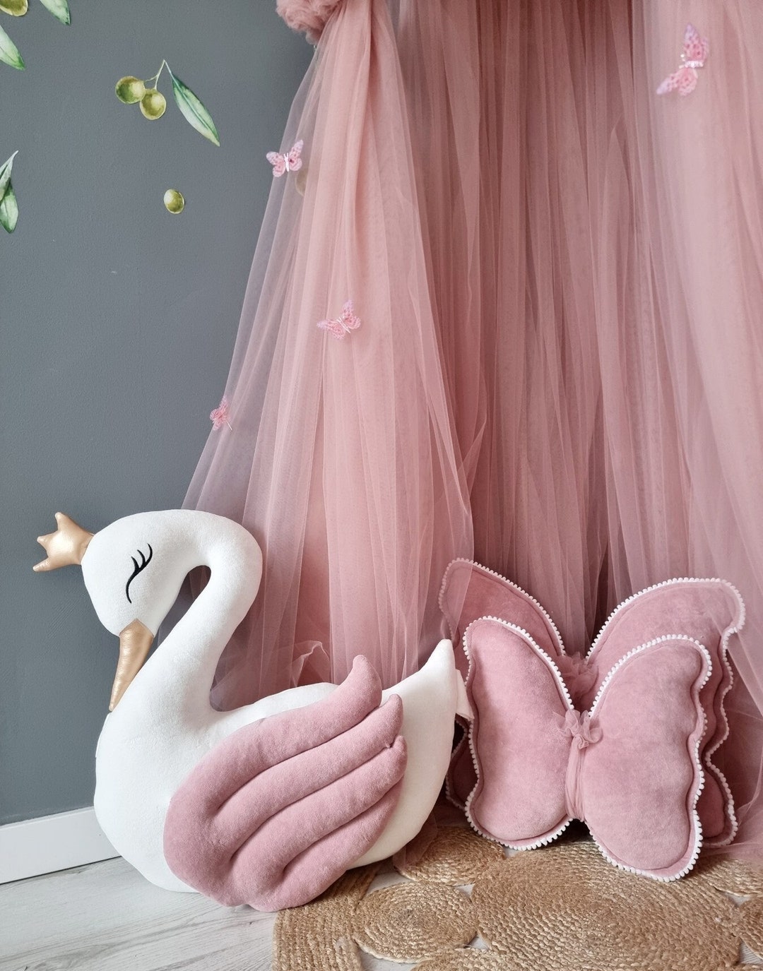 Princess Pillow Swan, Pink With Gold or Silver, Pillow Baby Shower Gift ...