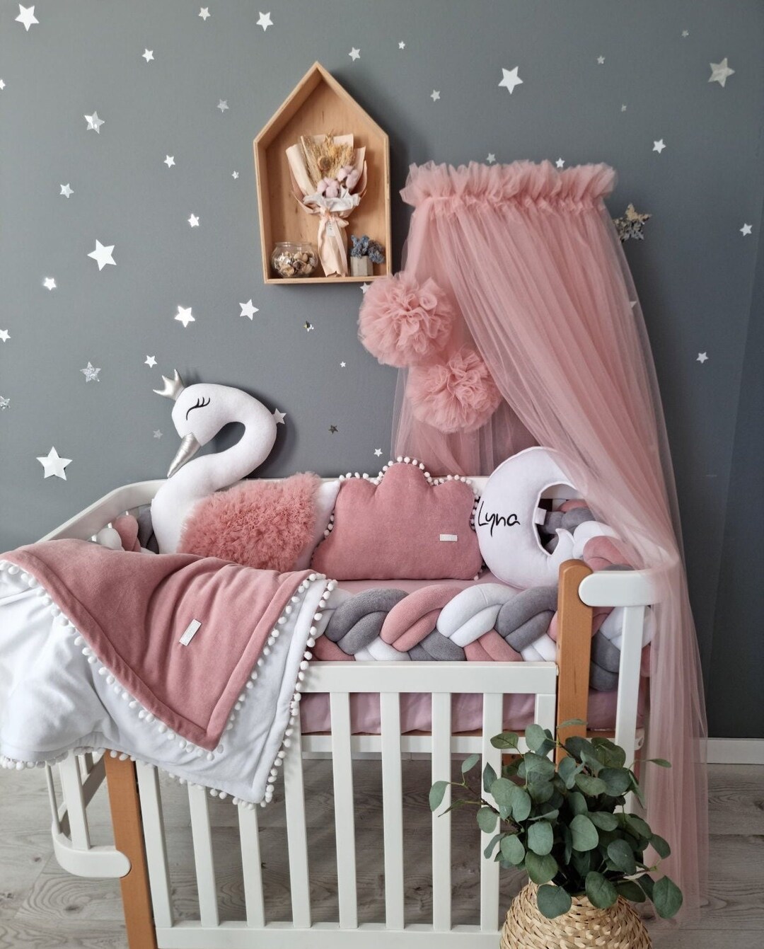 Blush Pink Bed Canopy, Hanging Ceiling Canopy Baldachin Play Princess ...
