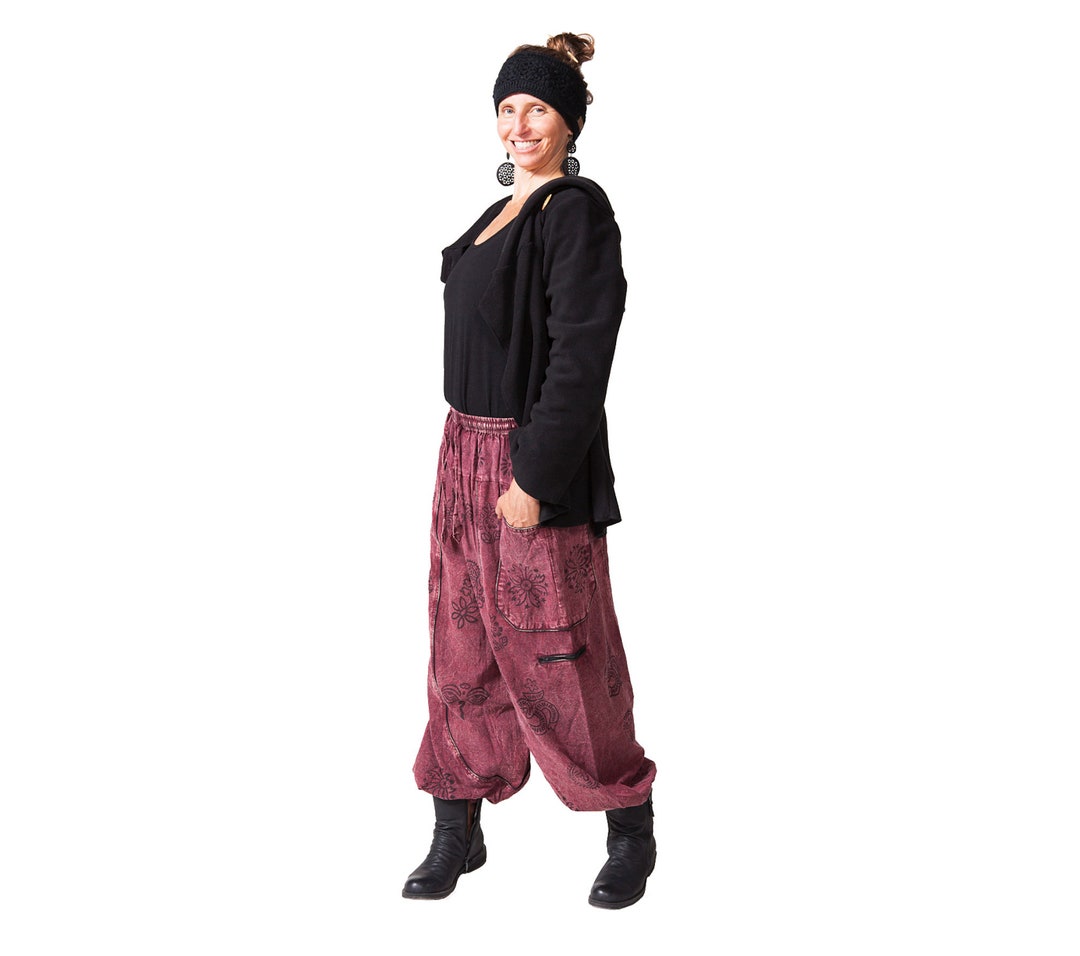 Burgundy Pants Draw String Pants 100 Cotton Pants Hippy Pants Etsy