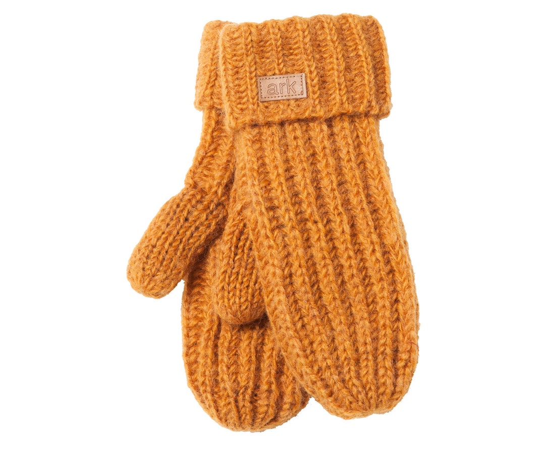 Thick Wool Mittens, Yellow Mittens, Mustard Color Hand Knit Mitts ...