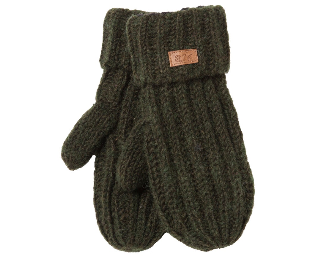 Thick Wool Mittens, Green Mittens, Forest Green Hand Knit Mitts, Gloves ...