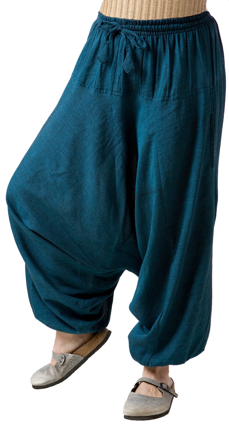 Funky Teal Pants, Loose Bottoms, 100% Cotton, Genie Pants - Etsy