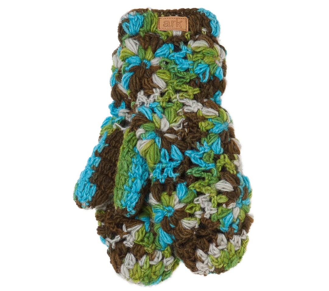 Crazy Color Mittens, Chunky Knit, Mittens for Women, Warm Fleece Mitts ...